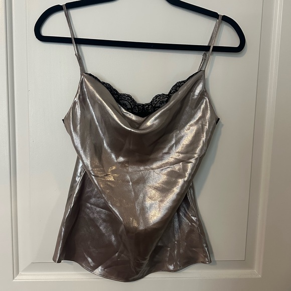Zara | Tops | Zara Metallic Cowl Neck Top | Poshmark